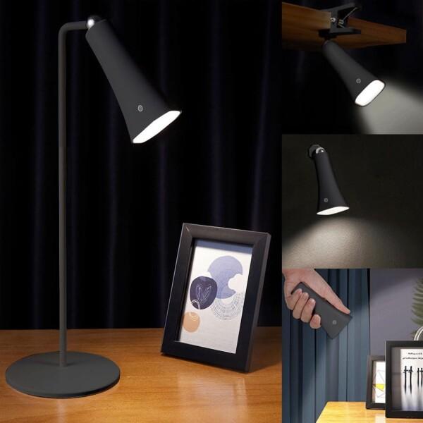 デスクライト LED 充電式 4way 卓上ライト 壁掛けライト クリップライト 懐中電灯 タッチセンサー コードレス 省エネ 間接照明 目に優しい 寝室 仕事 勉強 読書 防災 非常灯 停電対策 (ブラック)商品コード：550793731...