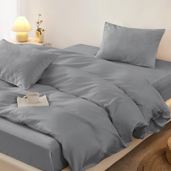 SAPHREAS セミダブル4点セット 布団カバーセット 掛け布団カバー 寝具カバーセット 綿100% 洋式ベッド・和式布団兼用 セミダブル 洗い替え速乾 肌ざわりが良い 快眠 贅沢品質 ボックスシーツ 枕カバー 四季通用 グレー商品コード...