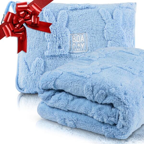 (BOACAY) 飛行機、車で使える旅行用子供向けブランケット - 柔らかい子供用スローブランケット - 女の子と男の子のための枕 スーツケースベルトとバックパッククリップ付き商品コード：55079435830型番：BCY-BLK-BUNN...