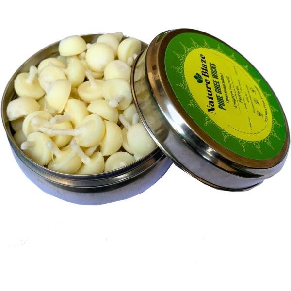 Billion Deals Pure Cow Ghee 芯 (100個パック) スチールボックス入り Diya Batti/puja Batti商品コード：55079439791? すぐに使用できます。Ghee wicks Battiはコッ...