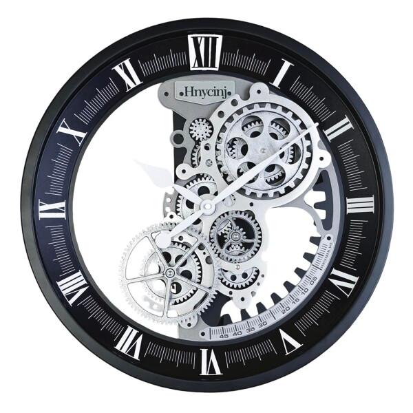 掛け時計 静音 壁掛け時計 46cm 18インチ ギア アンティーク オリジナル 屋内 スタイリッシュ インテリア 装飾 インダストリアル ホーム キッチン 大きい (2335BLACK)商品コード：55079441402型番：Hnycin...
