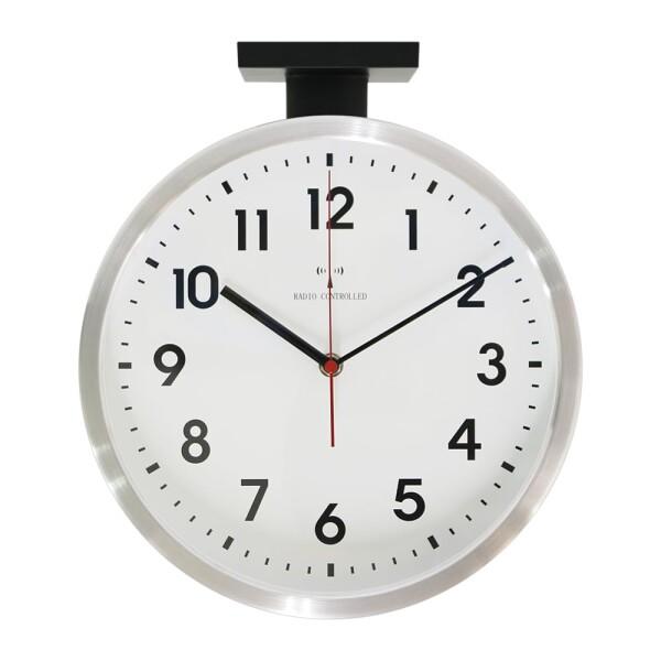ベスタイム(BESTIME) RC296B 両面壁掛け時計 掛け時計 電波時計 銀いアルミニウム 白い文字盤 高さ32x幅28x10cm ラジオムーブメント 高増幅アンテナ搭載 キッチン リビング 玄関 ベッドルーム 居間 書斎 図書館 オ...