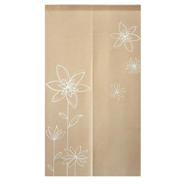 のれん 暖簾 間仕切りカーテン おしゃれ 目隠し 見えにくい 玄関 温泉 旅館 ホテル 廊下 お風呂 洗面所 トイレ オーダー可 ドアカーテン キッチ リビング 飲食店 出入り口 花（ベージュ）幅85丈170cm商品コード：55079441...