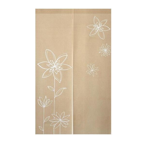 のれん 暖簾 おしゃれ 和風 間仕切り カーテン ロング 玄関 階段 廊下 リビング 脱衣所 お風呂 戸口 目隠し 遮光 プライバシー保護 ドア 仕切り ベージュ・花, 幅85cm x丈120cmNR1157商品コード：5507944207...