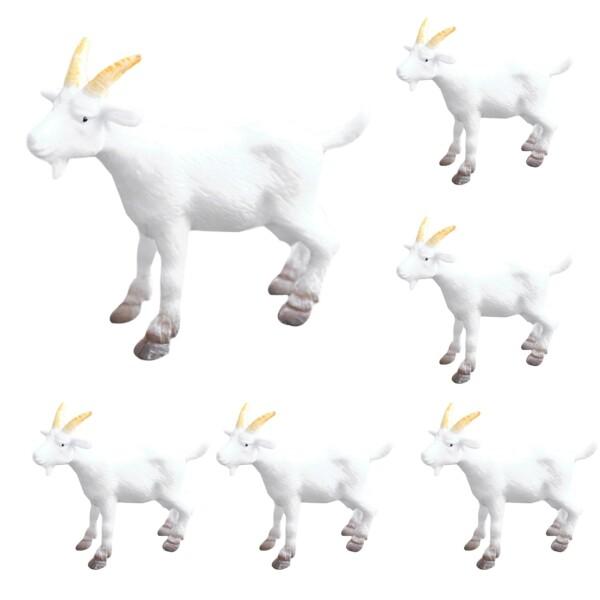 Yardwe 6個セット ミニチュアヤギ置物 Pvc製 約2インチ デスクトップ用動物 インテリア装飾 ガーデン テラリウム マイクロ風景飾り商品コード：55079442501型番：1サイズ：5.00X5.00X4.50CMカラー：ホワイト...