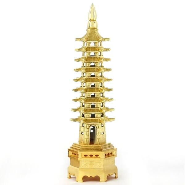 Chiorgone 文昌塔 風水 置物 九層  学業成就 集中力アップ 仕事運 出世 縁起物 パワーストーン 塔 ゴールド 勉強机 デスク オフィス 室内 インテリア (高さ18cm)商品コード：55079442511型番：AMUS-CRG...