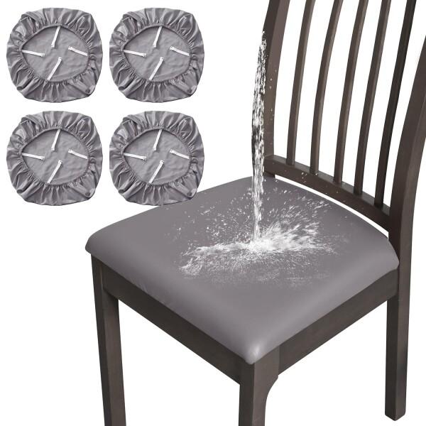 「§ｚｚ．ｌｕｘｉ」PU座面カバー チェアカバー 4枚 椅子カバー 防水 ダイニングチェアカバー ストレッチ 伸縮素材 耐久性 汚れ防止 ファッション 洗える 家庭 ホテル ペット パーティー ウェディング キッチン 洗える 取り外し可能 ...