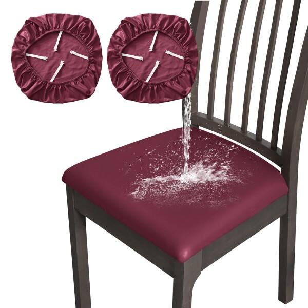 「§ｚｚ．ｌｕｘｉ」PU座面カバー チェアカバー 2枚 椅子カバー 防水 ダイニングチェアカバー ストレッチ 伸縮素材 耐久性 汚れ防止 ファッション 洗える 家庭 ホテル ペット パーティー ウェディング キッチン 洗える 取り外し可能(...