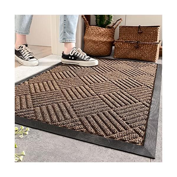 CHICHIC玄関マット 屋外 泥落とし 滑り止め 吸水 店舗用玄関マット 業務用 家庭用 約40×60cm ブラウン 菱模様03商品コード：55079444601型番：Doormat-basic-diamond-brown-4060-JP...