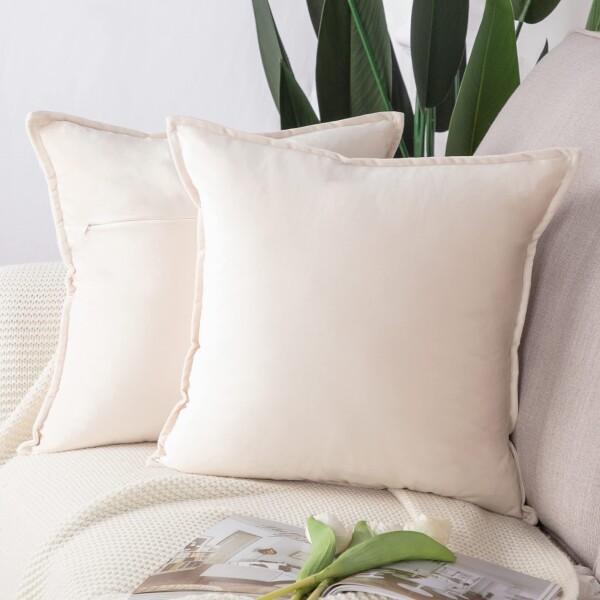 Madizz クッションカバー 2枚セット 北欧 柔らかい ビロード無地 背当て 装飾 枕カバー 座布団カバー ソファ用 寝室用 50*50 CM ベージュ商品コード：55079446551型番：YBRB002Beige2020-2サイズ：...