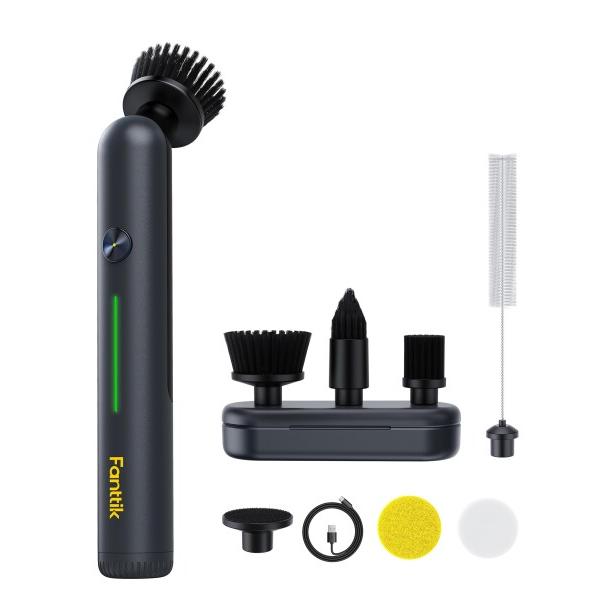 Fanttik G9 Nano 電動スピンスクラバー 充電式 電動掃除ブラシ Type-C急速充電 LEDディスプレイ IPX7防水 交換用ヘッドブラシ8種付き タイル目地 隙間 角 水回り 浴室 キッチン掃除 ブラック商品コード：5507...