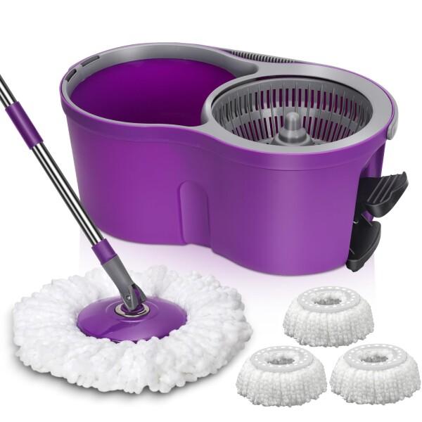 ZNM 回転モップ バケツセット フロアモップ 足踏み 絞りモップ 乾拭き 水拭きモップ フロリングワイパー 床掃除 業務用 家庭用 掃除道具 手洗い不要 腰曲げず ３枚交換用パッド付き商品コード：55079451190型番：HGCTSM5...