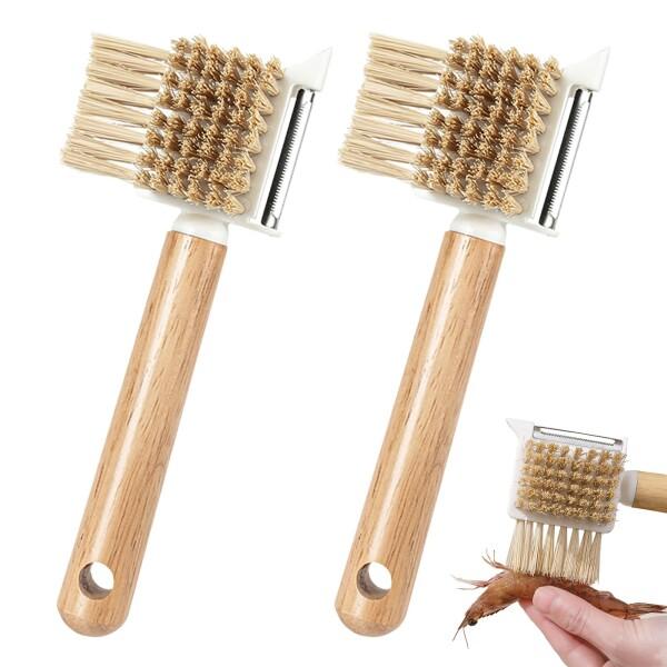 yowodana 2点セット 野菜洗浄ブラシ キッチンブラシ スクラブブラシ 皮むき器 多機能 ピーラー 吊り下げ可能 食品グレードの素材 省スペース メンテナンスが簡単 深層クリーニング プロ用 家庭用 キッチン 野菜果物皮むき掃除商品コ...