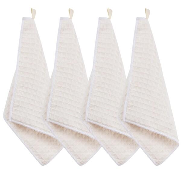 EXGOX ふきん ぞうきん ホワイト キッチンタオル 厚手 クロス ワッフル生地布巾 食器雑巾 調理台 拭きガラス 洗面台 台拭き 吸水 速乾 抗菌 防臭 4枚 約30*30cm商品コード：55079452044型番：mabu-baise...