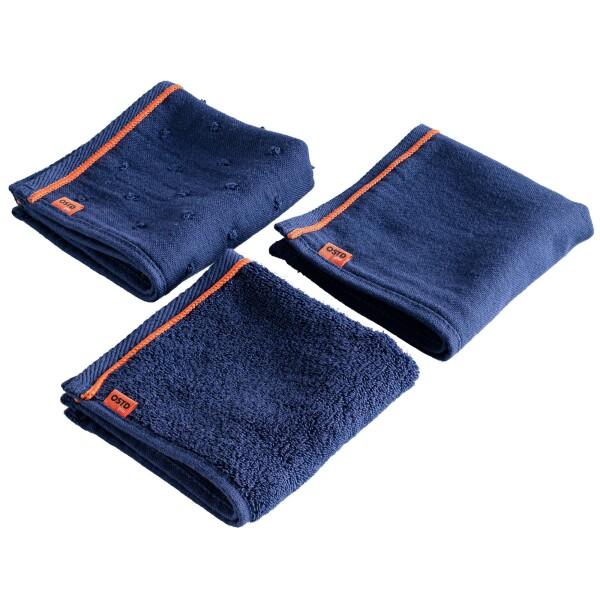 OSTDplus(オーエスティーディープラス) タオルハンカチ 3枚セット ネイビー メンズ 綿100％ ハンドタオル 異なる3種類の織り方 約25×25cm商品コード：55079452849型番：OSD-TC-NV3サイズ：1)タオルハン...