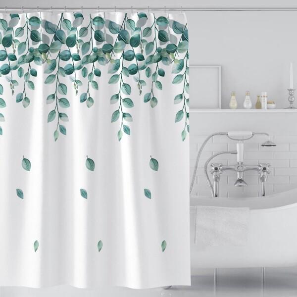 シャワーカーテン 目隠し 150*180cm 防水防カビ お風呂カーテン 断熱 間仕切り 速乾 高密度生地 ユニットバス 浴室 リーフ 植物 リング付き 取付簡単商品コード：55079456489型番：ZAJP2507BSK022サイズ：1...