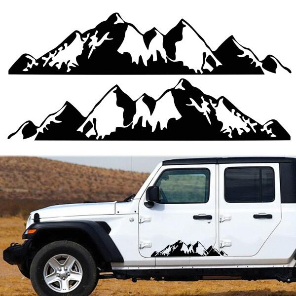 TOMALL 1ペア75cmマウンテンステッカーステッカー車体ドア側自動雪山グラフィックビニールデカールデコレーションSUVトラックオフロード車用ユニバーサルロングサイズステッカーアクセサリー（ブラック）商品コード：55079637468型...