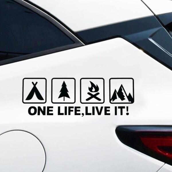 2PCS 30x10.5cm One Life Live It キャンプ アウトドア愛好家 車ステッカー ワイルドサバイバル車両用 車の窓やテールエンド、RV、トラックに最適 |#AZ200 (黒)商品コード：55079638143型番：A...