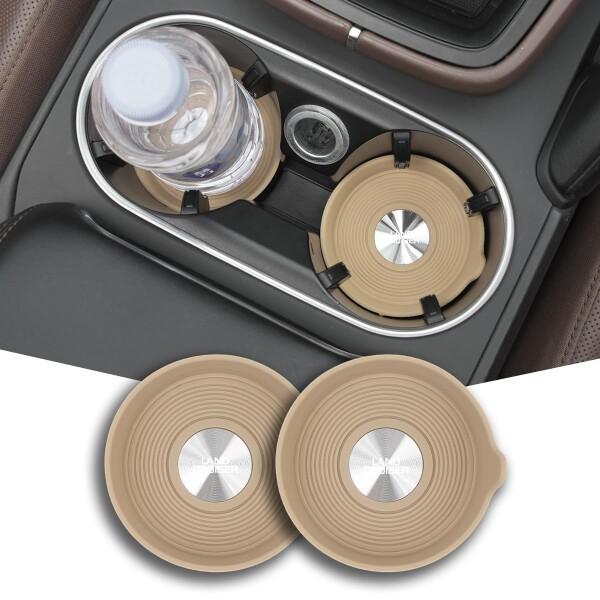 カーアクセサリ ノンスリップマット For ランドクルーザー Land Crusier 専用 車 ノンスリップ コースター 滑り止めシリコーン製 持ち手付きり 丸型 直径70mm 対応250系 300系 専用 防水 静音 ノイズ低減 便利 ...