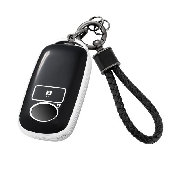 ライズ ダイハツ キーケース 適合トヨタロッキー 新型タフト キーカバー ルーミー スマートキーケース 両側スライドドア に適応 高級 軽量 傷防止 TPU製 おしゃれ (銀黒-2ボタン)商品コード：55079646238サイズ：標準サイズ...