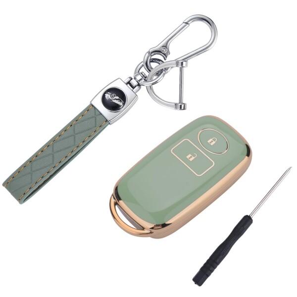 Kinotaka トヨタ用 ライズ ダイハツ用 ロッキー 新型タフト 新型 タント キーケース 新型ルーミー TPU製 キーカバー RAIZE ROCKY TAFT TANTO CUSTOM キーホルダー付き (グリーン)商品コード：550...