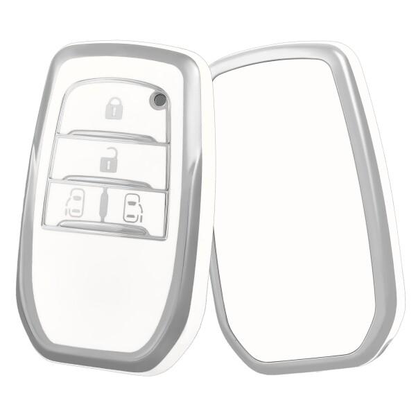 OFF WE GO キーケース TPU 車キーカバー キーシェル 新型トヨタ ヴォクシー 90系 ノア 90系 NOAH VOXY リモコンケース 互換スマートキーケース 4ボタン ホワイトシルバー商品コード：55079646847型番：J...