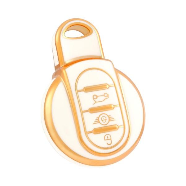 OFF WE GO BMW MINI キーケース ミニクーパー F54 F55 F56 F57 F60 クーパーS クロスオーバー COOPER CROSSOVER 適用 3 ボタン スマートキーカバー 高級TPU キーシェル 軽量 全面保...