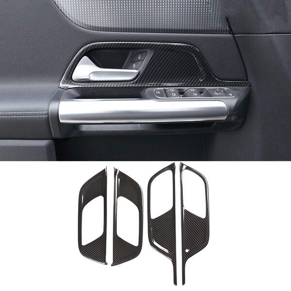 SHIFENGためにBクラスW247 X247 GLB B200 2019 2020 2021 2022 GLA H247 ABS車のインテリアドアハンドル装飾フレームトリムパック4（カーボンファイバースタイル）商品コード：55079650...