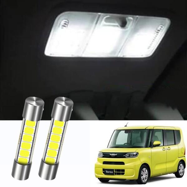 タント/タントカスタム L350S/L375S 適用/対応LED バニティランプ T6.3×31mm 美光 3cip3連SMD バイザー球 白 ホワイト ダイハツ TANTO適用/対応 内装品 室内灯 樽型 ルームランプ 電球 LED ルブ...