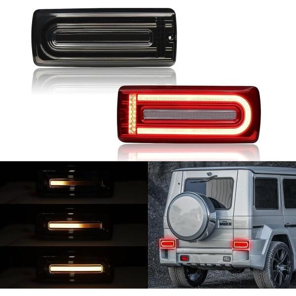 hotimp(R) ベンツ Gクラス W463 (1990-2018) LED スモークレンズ シーケンシャル ウインカー テールランプ 流れて光るゲレンデ ヴァーゲン G-Class G500 G550 G55 G63 G65 左右2個セ...