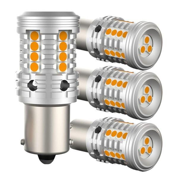S25 LED ウインカー アンバー シングル ハイフラ防止 抵抗内蔵 ledウインカーバルブ 27連 1156 BAU15S PY21W ピン角違い 150度 ウインカーバルブ 簡単取付 無極性 車検対応 DC12V車用 4個セット商品コ...