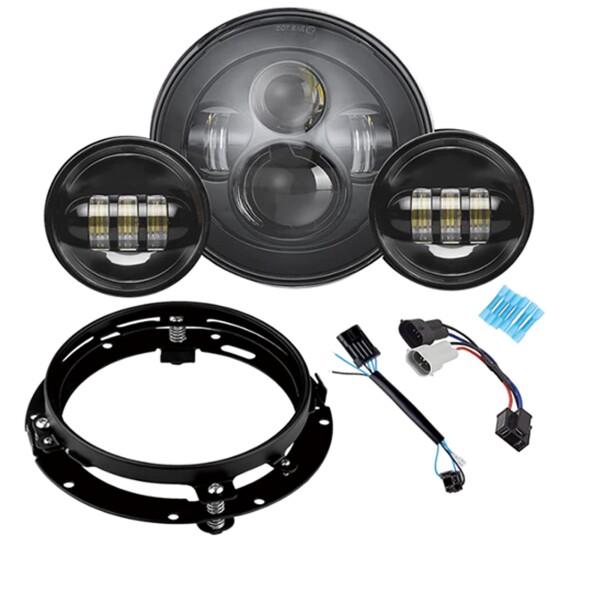 Yoothi 互換品 ハーレーダビッドソン用7インチヘッドライトとフォグライトのコンビネーション Road King oad Glide Street Glide Electra Glideに対応 (ブラック)商品コード：550796699...