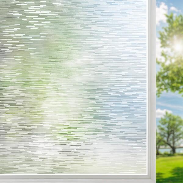 DUOFIRE 目隠し シート 窓ガラス目隠しフィルム すりガラス調 窓用フィルム 断熱 UVカット 飛散防止 無接着剤 水で貼れる (線の模様 90x200cm）商品コード：55079670929型番：S035-90200サイズ：90 x...
