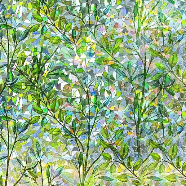 Qualsen 窓ガラス目隠しフィルム 窓 目隠しシート 窓用フィルム すりガラス調 断熱 遮光 UVカット 飛散防止 台風対策 貼り直し可能 寝室/玄関適応(木の葉柄 30x200cm)商品コード：55079670940型番：YYP059...