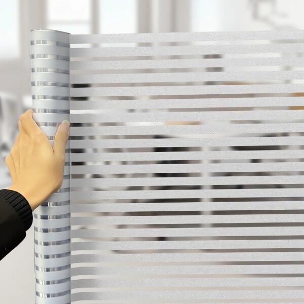 Juangfia 目隠しシート 窓用フィルム ストライプ 窓 めかくしシート 水で貼れる ガラスフィルム 跡なくはがせる オフィス事務室会議室の視線阻隔 遮光 目隠し UVカット 日よけ 断熱 飛散防止 スリガラス調商品コード：550796...