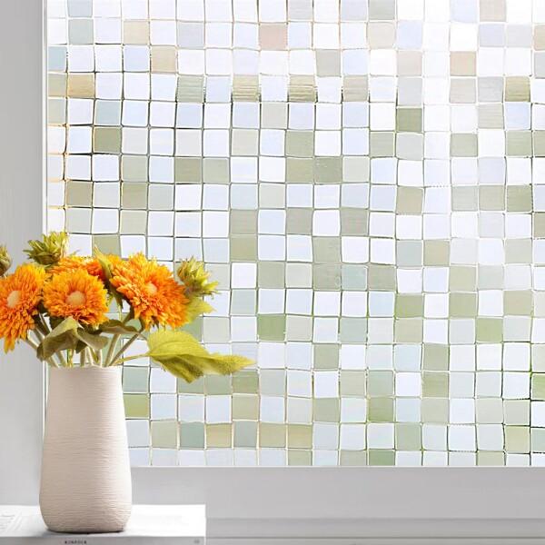窓 めかくしシート 90×200CM（二枚セット）半透明のモザイク柄 断熱 遮熱 UVカット 窓用 フィルム 水だけで貼るタイプ 遮光 貼り直しでき 接着剤必要なし 目隠しシート 遮光シート ガラス フィルム 外から見えない Shackco...