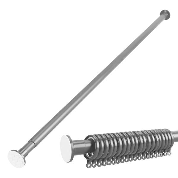 GIMADO 突っ張り棒 カーテン 150cm カーテンリング付き つっぱり棒 強力 落ちない 90cm~160cm 自由伸縮 浴室カーテン専用 細いタイプ ステンレス 突っ張りカーテンレール 取付簡単 日本語取付説明書付き 黒商品コード：...