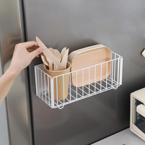 【発売日：2025年09月02日】NATTY NING取り付け簡単 省スペース設計(幅28×奥行11×高さ11cm) キッチン/浴室/洗面所/洗濯機横/冷蔵庫サイド対応 炭素鋼製 壁傷つけず メッシュ構造 水切り便利 スリム収納 ホワイト ...