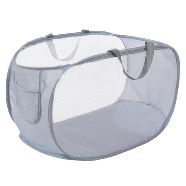 折りたたみ式 メッシュ ランドリーバスケット自立型持ち手付き省スペース洗濯かご 旅行用 （横型 グレー）商品コード：55079676509型番：001サイズ：58×36×36カラー：ホワイト【商品詳細】:このランドリーバスケットは約58×3...