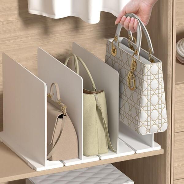 バッグ収納スタンド ホワイト カバン 収納 鞄 収納 仕切りスタンド 約W31.5XD24XH20cm (1組あたり) smart スマート クローゼット収納 調整できる仕切り幅 台座連結可能 収納 便利商品コード：55079677153型...