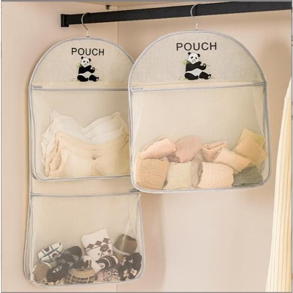 Zhejia 下着収納ボックス 吊るせるポーチ トラベルポーチ 吊り下げ ウォールポケット 下着 収納 クローゼット 吊り下げ収納 大容量 靴下 ネクタイ 衣類 階層式収納バッグ 水洗い可能 ウォールポケット 壁掛け 回転可能フック付き 折...