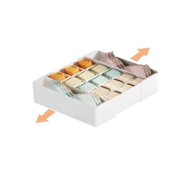 「 §ｚｚ．ｌｕｘｉ」伸縮収納ケース 下着収納ボックス 靴下 伸縮可能 整理トレー 引き出し 仕切り お手入れ簡単 15マスタイプ (2方向調整可能) ホワイト 衣類収納 収納ケース 大容量 下着 小物収納商品コード：55079677266...