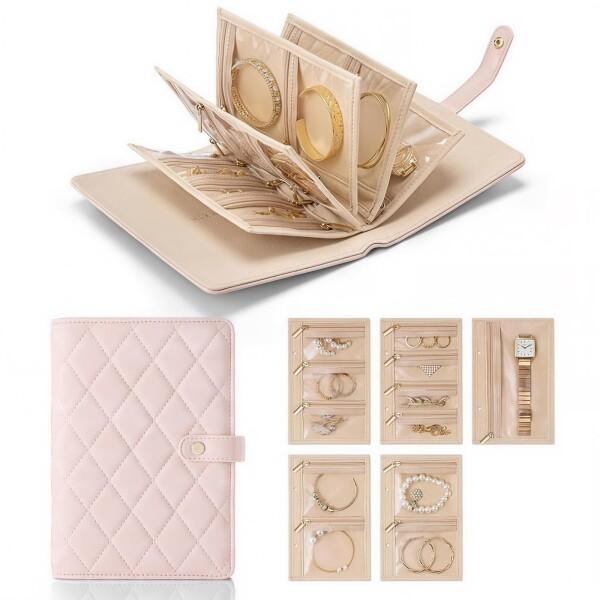 HUAJUN ジュエリーケース 旅行用ジュエリー収納ポーチ ピアス ネックレス 収納 ジッパー付き袋 小型 軽量 携帯便利 折り畳み設計 防水性 ジュエリーボックス 日常 旅行 出張 誕生日プレゼント 母の日ギフト 記念日 バレンタインデー...