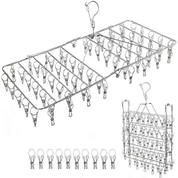 Anpromee 折り畳み式ピンチ ハンガー ピンチ ハンガー 70+10ピンチ 洗濯 物干し ピンチ 洗濯 ハンガーステンレス ピンチハンガー の余裕がある予備ピンチが付きで大容量商品コード：55079679886型番：YP-0120サイ...