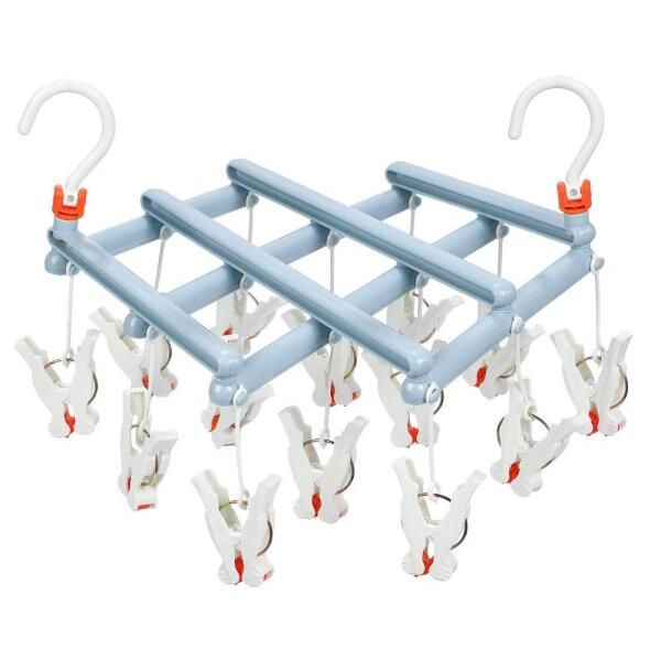まがり堂 ひっぱりハンガー 14ピンチ/青色/ライトブルー (補修部品も販売) (5色×3タイプ) (引っ張るだけピンチハンガー)商品コード：55080847196型番：wb_00015サイズ：14ピンチカラー：ライトブルー