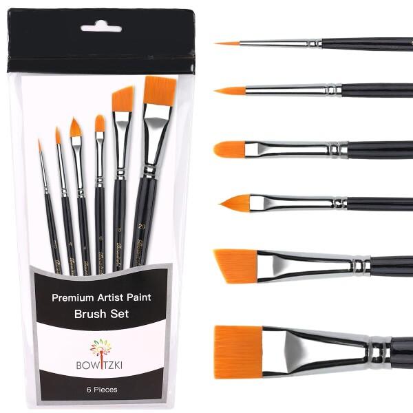 Bowitzki Face Paint Brush Set, 6pcs Artist Brushes for Body Face Painting,Acrylic Painting Watercolor Oil Gouache商品コード：5...