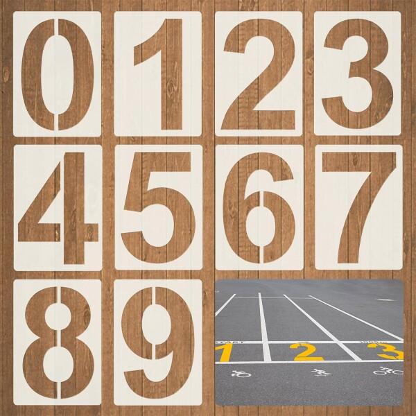YACHUN ステンシルシート 駐車場 番号 10枚セット 大きな数字 30cm 0-9デジタル 道路線引き用塗装ナンバー PET プラスチック製 再利用可能 マーキングプレート 道具商品コード：55080847728型番：LLM058サイ...