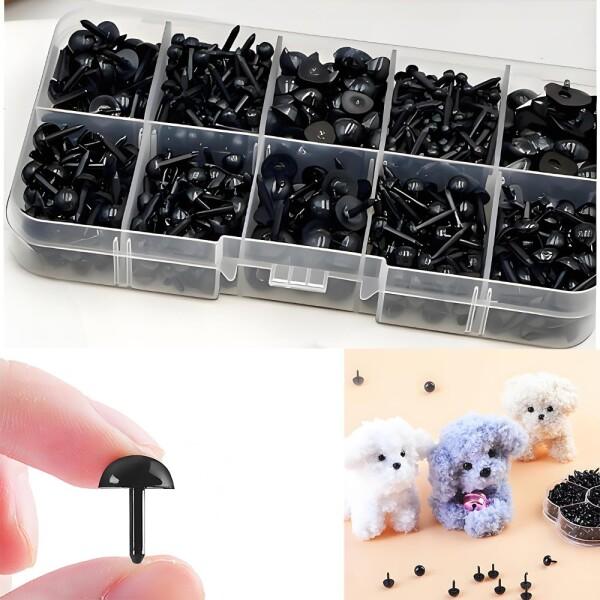 MTDDYMXLFG さし目 ぬいぐるみ目 モールドール 手芸キット ?1000個入り 10サイズ 動物鼻 目玉 パーツ 安全三角形鼻 モール人形 造形材料 ドール用 DIYクラフト学校 教育 愛好家向け モールアート キット 手芸素材 記...