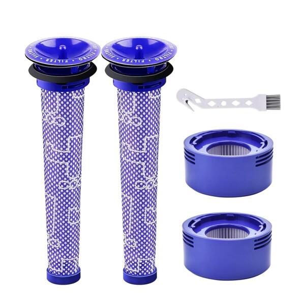 SEMIMO 掃除機用 フィルターセット V7 V8 SV10 SV11 H11 対応｜プレフィルター×2 ＋ ポストフィルター×2 ＋ クリーニングブラシ｜互換品 高濾過率 水洗い可能 繰り返し使用OK商品コード：55080847965型...