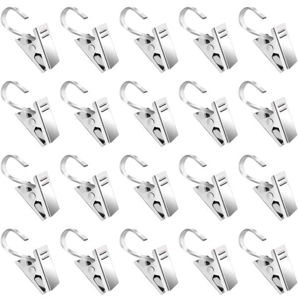 カーテンクリップ ステンレス製 歯付きクリップ 強力 滑り止め クリップフック 簡単取り付け 防錆耐久 強力クリップ 20個セット商品コード：55080848277型番：515サイズ：34mmカラー：ステンレス鋼20個のフックのセット、カー...